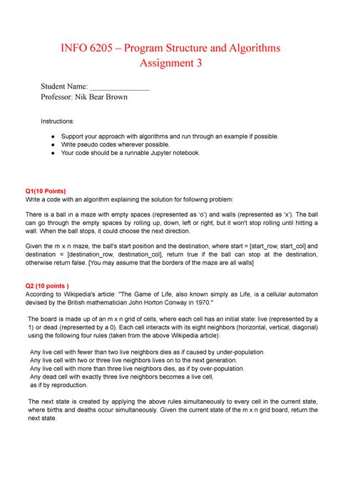 info 6205 spring 2023 assignment 3 info 6205 program structure and