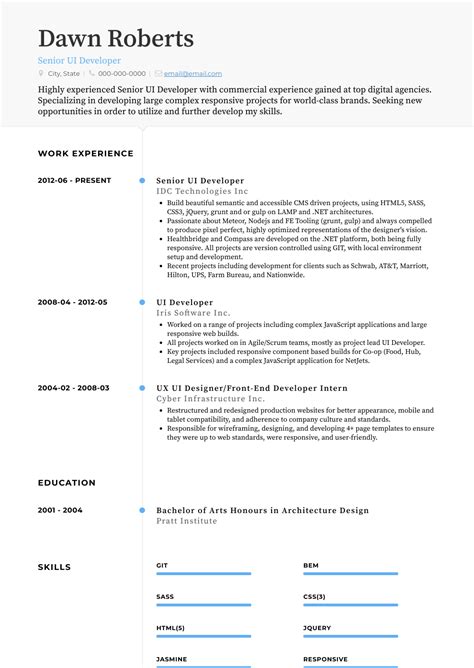 Ui Developer Resume Samples And Templates Visualcv