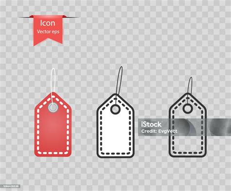 루프와 스레드 투명 한 배경에 고립 된 백색과 빨강 가격 태그 레이블 판매의 개념입니다 벡터 디자인 요소입니다 가격에 대한 스톡 벡터 아트 및 기타 이미지 Istock