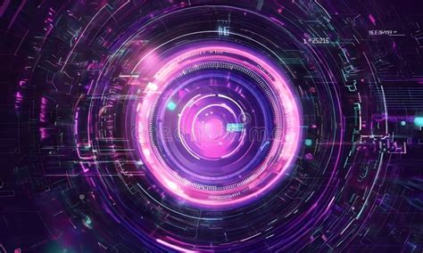 Futuristic Circuit Board Design With Glowing Circular Lines And Interconnected Nodes Tech