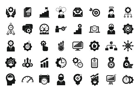 Productivity Icons Set Simple Vector Increase Production 23597278 Vector Art At Vecteezy
