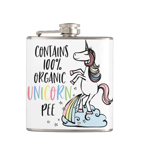 Funny Unicorn Organic Unicorn Pee Hip Flask Zazzle