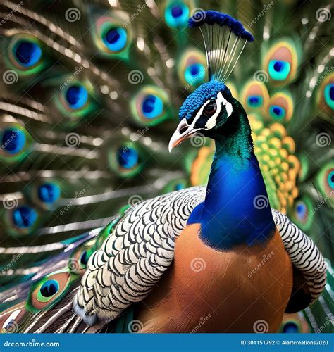 A Regal Peacock In Royal Attire Posing For A Portrait With A Majestic Display Of Feathers3