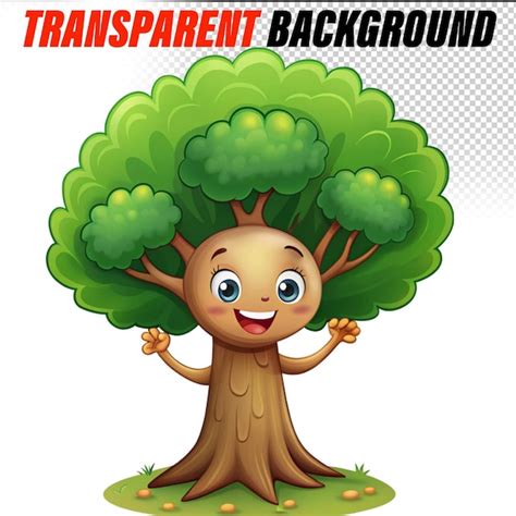 Premium PSD Smiley Happy Tree Cartoon Illustration