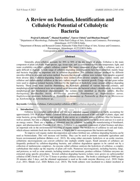 Pdf A Review On Isolation Identification And Cellulolytic Potential