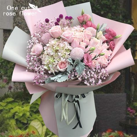 杭州鲜花速递同城玫瑰花绣球桔梗混搭花束爱人生日订花店送花上门