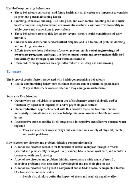 Psyc 3170 Ch5 Health Compromising Behaviours Health Compromising Behaviours These Behaviours