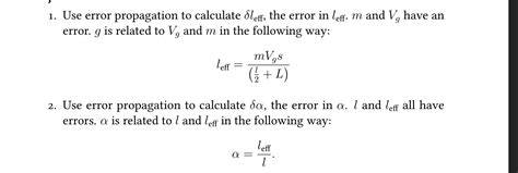 Solved Use Error Propagation To Calculate Da The Error In Chegg