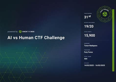 hackthebox ctf cybersecurity furyforce aivshuman capturetheflag