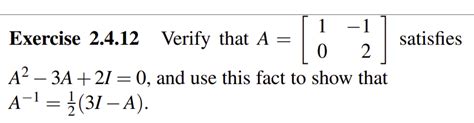 Solved Exercise 2 4 12 Verify That A [10−12] Satisfies