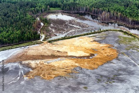 Sludge Waste Dirty Blue And Green Water In Reservoir Environmental