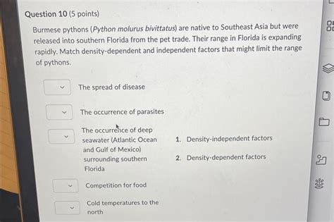 Solved Burmese Pythons Python Molurus Bivittatus Are