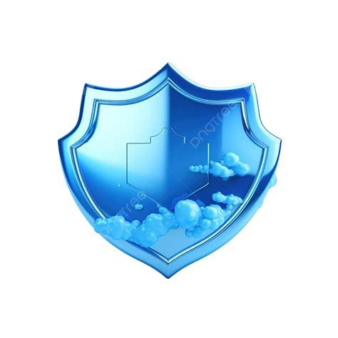 Security And Data Protection Blue 3d Cloud And Shield Cloud Upload