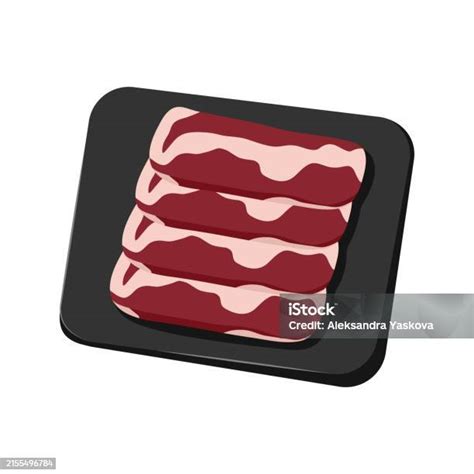 콜드 컷 붉은 스테이크 쇠고기 고기 돌 쟁반에 얇게 썬 고기 양지머리 레스토랑 메뉴 Entrecôte에 대한 스톡 벡터 아트 및