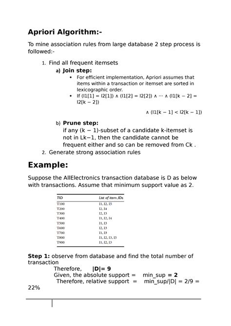 Apriori Algorithm Example Apriori Algorithm To Mine Association