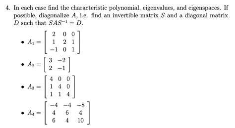 Solved 4 In ﻿each Case Find The Characteristic Polynomial