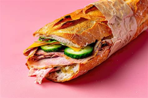 Premium Photo Traditional Cubano Sandwich On Pink Background