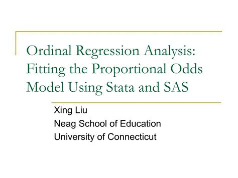 Ppt Ordinal Regression Analysis Fitting The Proportional Odds Model