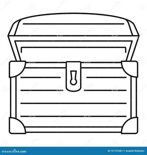 Treasure Chest Icon Outline Style Stock Vector Illustration Of Pack Metal