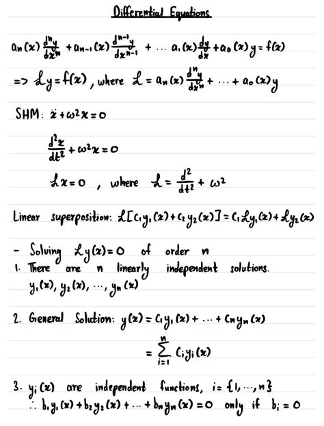 Differential Equations Formulas Sheet