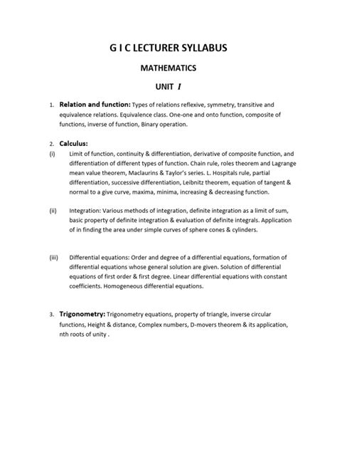 g i c lecturer syllabus pdf linear map matrix mathematics