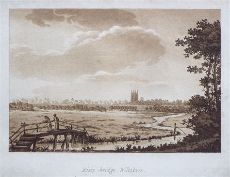 Antique Aquatint Eisey Bridge Wiltshire Ireland