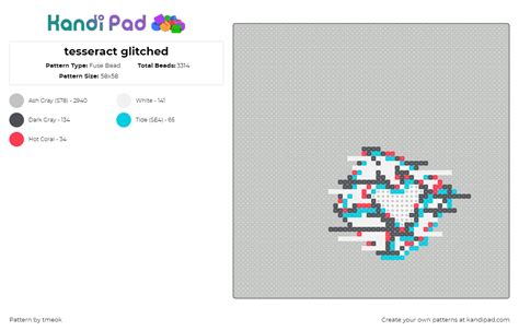 Tesseract Glitched Fuse Bead Pattern Kandi Pad Kandi Patterns Fuse