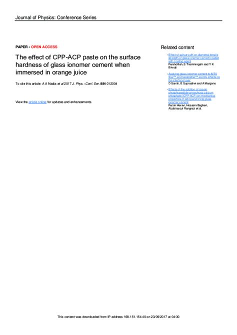 Pdf The Effect Of Cpp Acp Paste On The Surface Hardness Of Glass