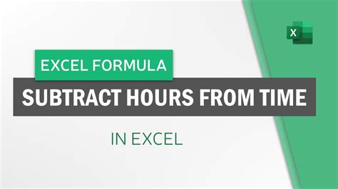 How To Subtract Hours From Time In Excel Youtube
