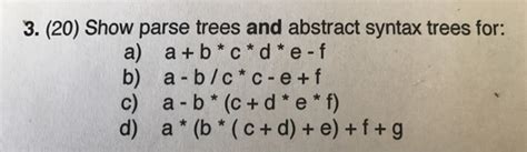 Solved Show Parse Trees And Abstract Syntax Trees For A