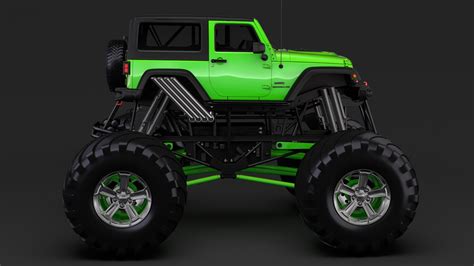 3d Model Monster Truck Jeep Wrangler Turbosquid 1292652