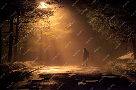 Woman Walking Alone At Night