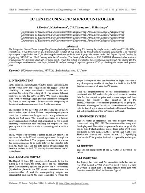 Ic Tester Using Pic Microcontroller Pdf Integrated Circuit