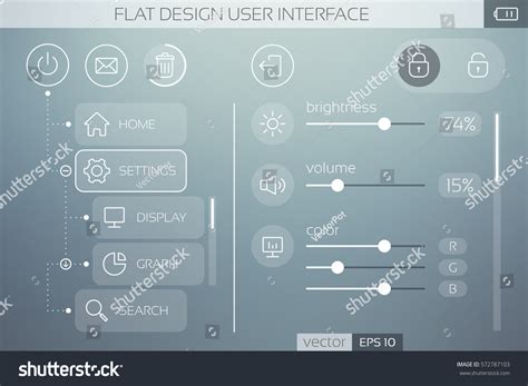 Flat Ui Template Icons Buttons Sliders Stock Vector Royalty Free 572787103 Shutterstock