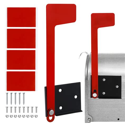 Pluokvzr 2pcs Mailbox Flag Replacement Kit Red Metal Outgoing Mailbox