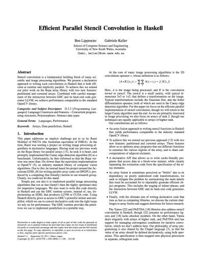 Efficient Parallel Stencil Convolution In Haskell Acm Sigplan Notices