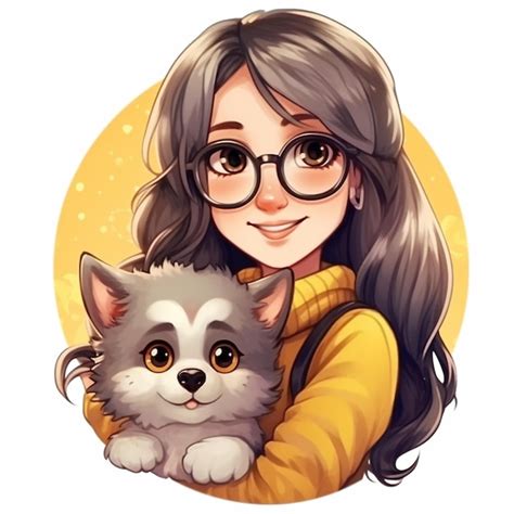 Premium Photo Chibi Girls Vector Illustration With Cute Puppy Dog
