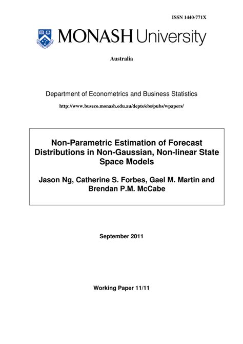 Pdf Non Parametric Estimation Of Forecast Distributions In Non Gaussian Non Linear State