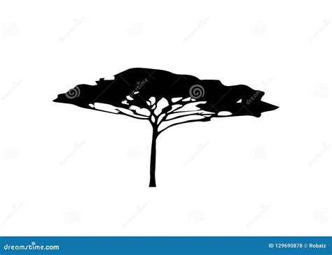 African Tropical Tree Logo Icon Acacia Tree Savannah Silhouette Green Nature Safari Ecology