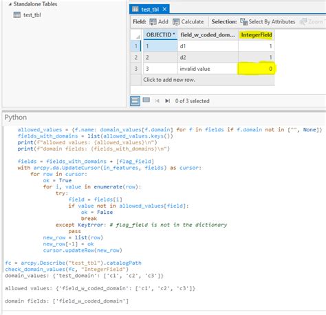 Select Rows That Have Invalid Domain Values Using Esri Community