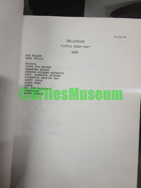X Files Script Episode Little Green Men Not Production Used The X Files Preservation