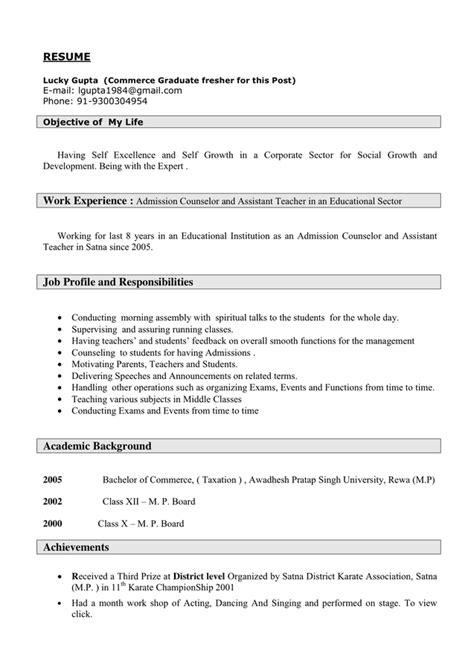 Cv Sample In Word And Pdf Formats