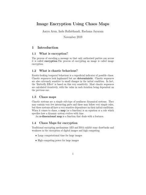 Image Encryption Using Chaos Maps Aarya Arun Indu Rallabhandi