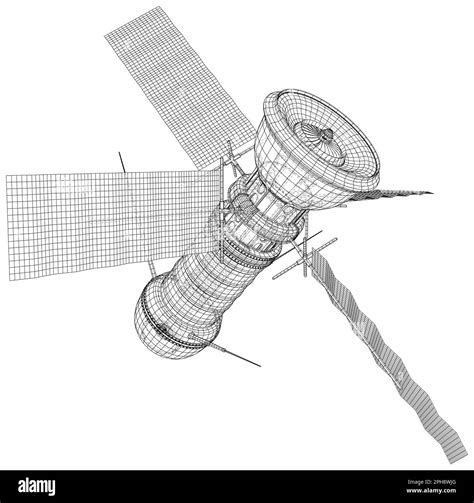 Space Orbital Satellite On The Blue Background Vector Illustration Stock Vector Image And Art Alamy