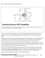 Common Source JFET Amplifier Common Source JFET Pdf Home Ampli Ers Common Source JFET Ampli Er