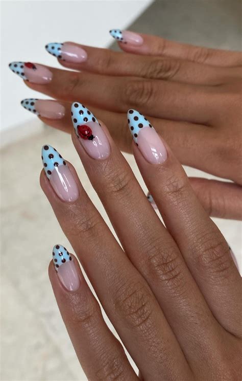 15 Trendy French Tips To Try Now Chic Polka Dot French Tip Almond Nails