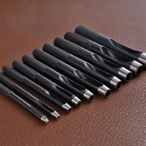 Badu Bg Комплект кръгли кухи перфоратори 10 бр Инструмент за перфориране на кожени изделия