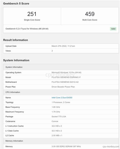 Intel Core Duo E Benchmarks Specs