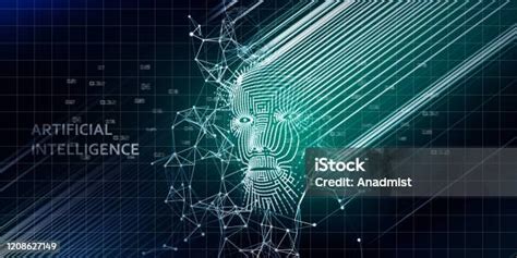 3d 그리드 면이 있는 추상개념입니다 Ai 렌즈 효과와 인공 지능 배경 추상 디지털 그리드 인간의 얼굴 0명에 대한 스톡 사진 및 기타 이미지 Istock