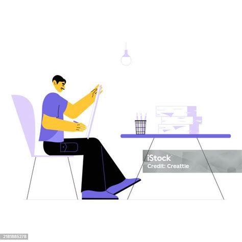 책상에서 건축 디자인 및 엔지니어링을 상징하는 평면 벡터 일러스트 레이 션에서 청사진을 작업하고 흰색 배경에 고립 된 건설 산업에 대한 스톡 벡터 아트 및 기타 이미지